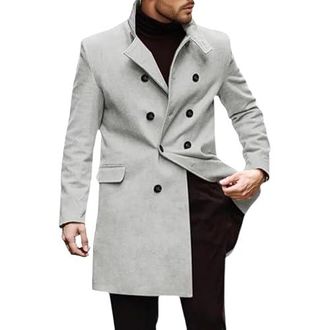Generic Trench dhiver long pour homme - Style classique - Coupe-vent - D&eacute;contract&eacute;, gris clair, XXL