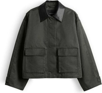 OPUS Outdoorjacke Barn Jacket aus gewachstem Baumwollmix Regular Fit Riegel an der Manschette