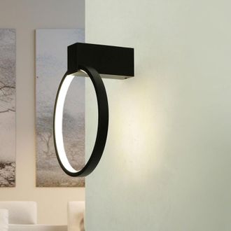 Licht-Erlebnisse Licht-erlebnisse - Wandlampe Aluminium led h: 23 cm Schwarz rund neutralwei&szlig; 4000 k 200 lm Modern Wandleuchte
