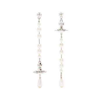 Vivienne Westwood Femme, Accessoires, Gris, Taille: ONE Size Boucles doreilles en platine et perle