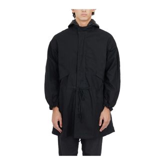 Giorgio Brato Homme, Manteaux, Noir, Taille: M Parka en toile avec capuche en cuir