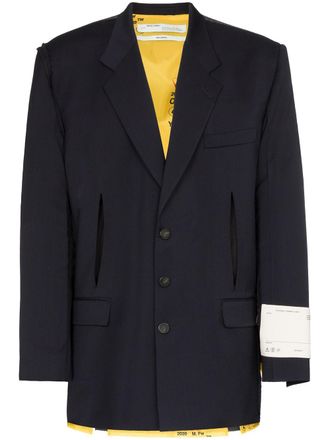 Off-white blazer &agrave; effet superpos&eacute; - Noir