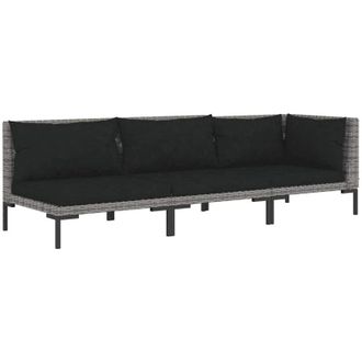 vidaXL Vidaxl - Salon de jardin 3 pcs Gris foncé Résine tressée demi-ronde