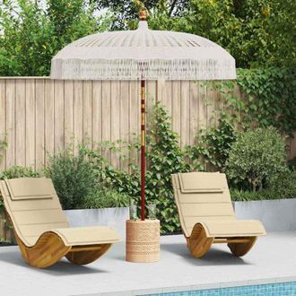 vidaXL vidaXL Parasol Cr&egrave;me (185-195) x 250 cm Coton et bois massif