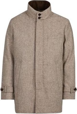 Norwegian Wool Manteau droit col montant &agrave; chevrons en laine m&eacute;lang&eacute;e