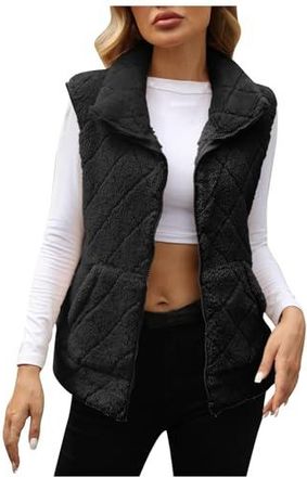 Generic Gilet sans Manche Femme Gilet Femme D&eacute;contract&eacute; Quotidien Ville Cardigan Ample Imprim&eacute; - Fermeture Zipp&eacute;e pour Look Casual Moderne Et Confortable