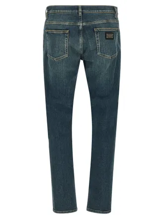 Dolce & Gabbana Mens Blue Cotton Slim Fit Jeans Clothing