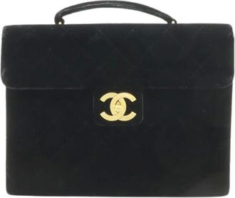 Chanel Pre-owned Sacoche en velours matelass&eacute; Coco Mark - Femme - Pre-owned - Noir - Taille: ONE Size
