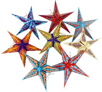 Guru Shop 8 STK. Stern F&uuml;r Lichterkette, Papier Ministern 20 cm Set, Faltbar - Mehrfarbig
