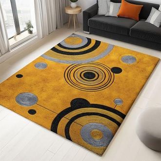 Generic Tapis &agrave; Motif Abstrait Lignes Salon, Couleur Orange Moderne Antid&eacute;rapant &agrave; Poils Courts Doux Chambre Poil Ras de Sol, Pas de Perte de Poils 140 x 200 