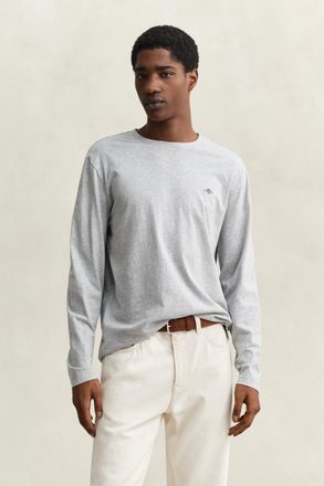 GANT Herren Shield Langarm-T-Shirt (XXXL) Grau MELANGE