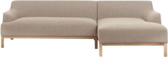 Beliani 3-Sitzer Ecksofa Taupe Stoffbezug mit Chaiselounge Links Armlehnen Niedrige Rückenlehne Tiefe Sitzfläche Hohe Holzbeine Skandi Wohnzimmer
