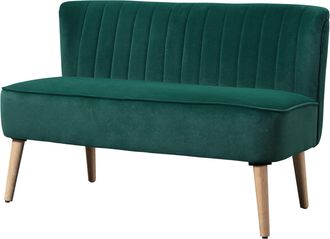 HOMCOM Sofa 2 Sitzer Couch, Kleine Loveseat mit Samt-Optik Modern Polstersofa für Wohnzimmer, Schlafzimmer, kleinen Raum, Dunkelgrün 117 x 56,5 x 77 cm