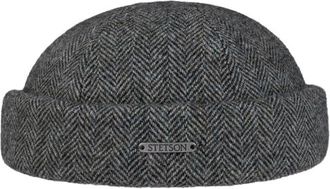 Stetson Bonnet Docker Lavoy Herringbone Wool Homme - Made in The EU Casquette Style pour lhiver avec Revers, Bonnets Docker, Doublure Hiver Automne-Hiver - S 