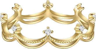 Glanzst&uuml;cke M&uuml;nchen Ring - Sterling Silber Ring Zirkonia Krone - Gr. 48 - in Gold - f&uuml;r Damen