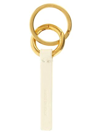 Jil Sander Logo-Stamped Calf Leather Key Case - Eggshell