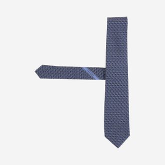Ferragamo Mens Tie Silk - Navy Ties & Bow