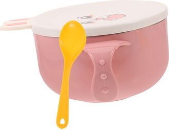 Garneck Hitzebeständige Instant-nudelschüssel Mit Deckel Nordisches Cartoon-design Vielseitige Food Serving Bowl Für Suppe Reis Salat Zufälliges Muster Rosa