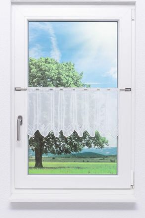 Lysel Scheibengardine Bl&uuml;mchenpaar (Bx H) 85,6cm * 30cm wei&szlig;/reinwei&szlig;