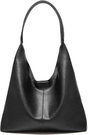 Generic Sac à bandoulière tendance pour femme en cuir fendu + sac à main en microfibre - Grand sac à main décontracté - Cadeau dété, Noir, Taille unique