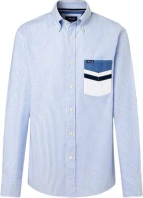 Fa&ccedil;onnable Chemise droite col boutonn&eacute; ray&eacute;e en coton