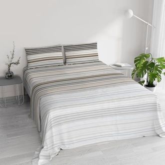 Italian Bed Linen Bettwäscheset River für Doppelbett aus Baumwolle und recycelten Fasern, Design: tigri, gefertigt in Italien