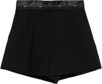 Msgm Msgm, Femme, Shorts, Noir, Taille: 40 FR Shorts pliss&eacute;s &agrave; garniture en satin