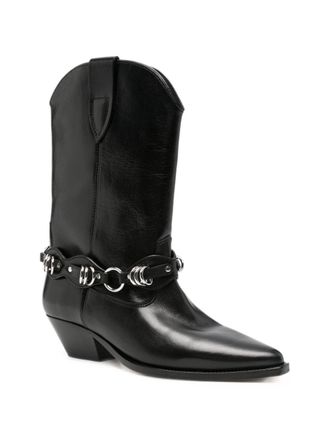 Isabel Marant Ring-Embellished Leather Boots - Black