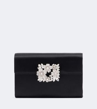 Roger Vivier Verzierte Clutch Efflorescence Mini aus Satin