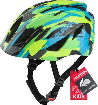 Alpina Alpina PICO - Leichter, Optimal Klimatisierter & Bruchfester Fahrradhelm mit Fliegennetz Für Kinder, optional mit Licht, neon-Green Blue Gloss, 50-55 