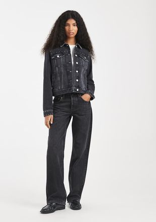 Tommy Jeans Trucker-Jacke aus Denim in schwarzer Waschung mit Nietendetails