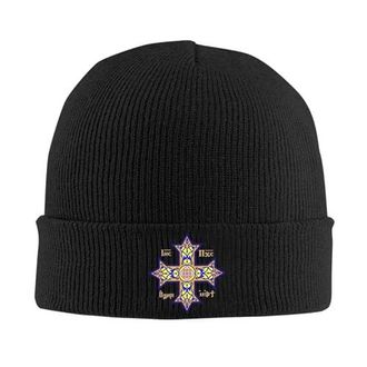 Generic Unisexe Bonnet dhiver Tricot&eacute;, Croix copte orthodoxe, &Eacute;pais Beanie Hiver, Tricoter Chapeau pour Adultes, Ski, Femme