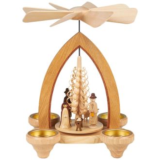 Seiffener Volkskunst | Erzgebirgische Weihnachtspyramide | 25 cm hoch | traditionelle Volkskunst aus dem Erzgebirge | mit Christi Geburt