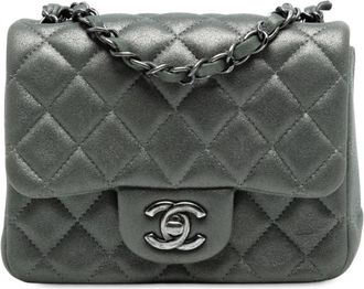 Chanel Hobo Bags - Mini Square Classic Lambskin Single Flap - Gr. unisize - in Grau - f&uuml;r Damen