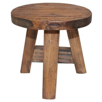 tidyard Massiver Mahagoni Hocker Handgefertigter Vintage Holz Hocker f&uuml;r Wohnzimmer K&uuml;che Flur Garten 20x20x23 cm Robuster Sitzhocker aus Massivholz