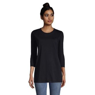 Lands End Supima-Shirt mit 3/4-&Auml;rmeln, Damen, Gr&ouml;&szlig;e:36-38 regular, Schwarz, Baumwolle, by Lands End
