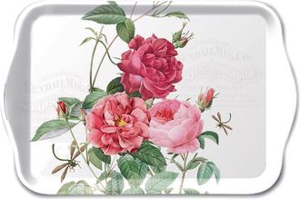 Ambiente Tablett Tray Serviertablett 13x21 cm Dekotablett Amber Rosen Blumenmotiv Melamintablett