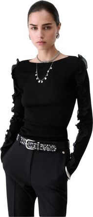 Liu Jo Femme, Pulls, Noir, Taille: 38 FR Maglia Chiusa M/L Rouches Tess