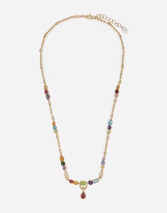 Dolce & Gabbana Halskette Aus 18-kar&auml;tigem Gelbgold Mit Eingesetzten Edelsteinen In Den Farben Des Regenbogens - Frau Gold Gold Onesize