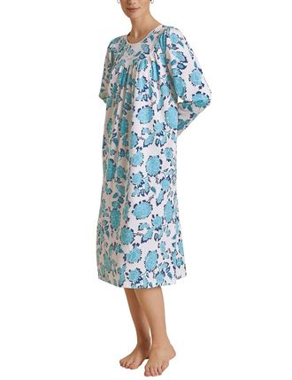 CALIDA Soft Cotton Langarm-Nachthemd Damen, Länge 110cm, aus 100% Baumwolle, mit sanft glänzender Satin-Paspelierung