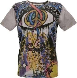 Guru Shop Mirror T-Shirt - Peace/Grau, Herren, Baumwolle, Size:XL