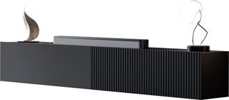 Mirjan24 TV Lowboard Cholon 200, Griffloses &Ouml;ffnungssystem, 2 Klappe/T&uuml;r, TV Board Sideboard, Unterschrank, Fernsehschrank, TV Tisch, Fernsehtisch (Schwarz)