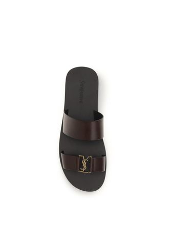 Saint Laurent Mens Sandals Babylone Coffee Calfskin Calf Leather