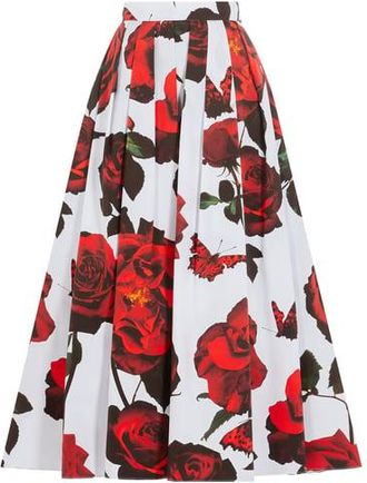 Alexander McQueen Jupe midi pliss&eacute; &agrave; motif fleurs