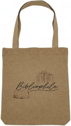 Fabulous Sac Shopping Tote Bag Aspect Lin - Bibliophile Lecture Livre Passion Roman - Sac de Courses Toile Epaisse 360g Beige Naturel Cabas Port&eacute; Epaule Solide