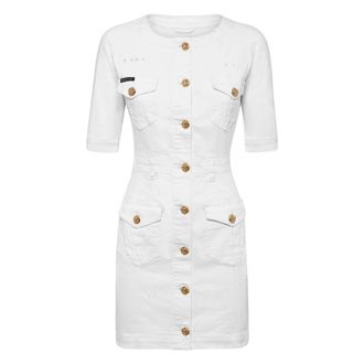 Philipp Plein Femme, Robes, Blanc, Taille: 36 FR Denim Cargo Dress