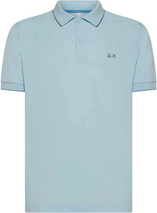 Sun 68 Homme, Tops, Bleu, Taille: 3XL Polo Petites Rayures au Col