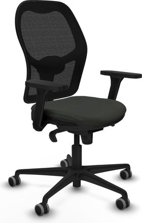 Piqueras y Crespo Schwarzer Drehstuhl mit 3D-Armlehnen, h&ouml;henverstellbare Lendenwirbelst&uuml;tze, ausgestattet mit Sincro 5 Positionen und injiziertem Schaumstoff, Schwarz/