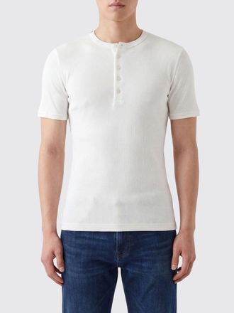 Dolce & Gabbana Wei&szlig;es Slim-Fit-T-Shirt von aus Baumwolle mit Rundhalsausschnitt und Kn&ouml;pfen