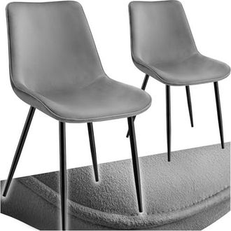 TecTake TecTake Lot de 2 Chaises de Salle &agrave; Manger Rembourr&eacute;es Chaise Ergonomique Velours Fauteuil Salon Chaise Scandinave Pieds en M&eacute;tal Noir pour Chambre, S